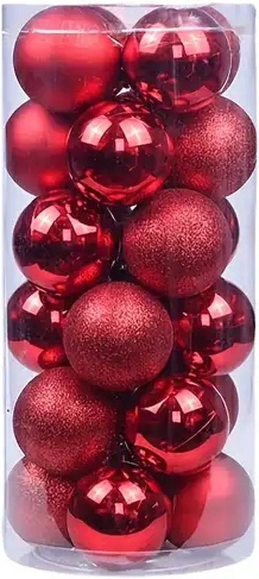 24-Stuks Kerstballen Set - 3cm Rode Kerstbal Ornamenten ...