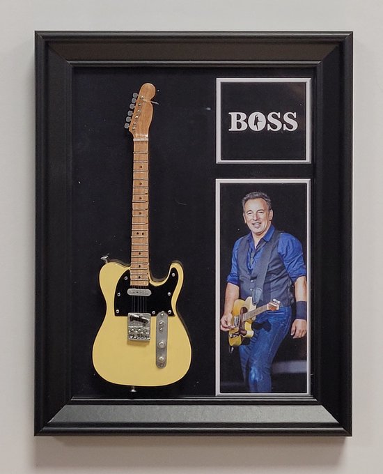 Bruce Springsteen Miniatuur Gitaar met lijst wanddecoratie 20x15 cm ...