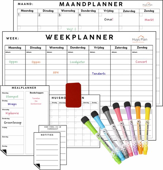 Huys Plan® Magnetische Planner A3 – Weekplanner & Maandplanner ...