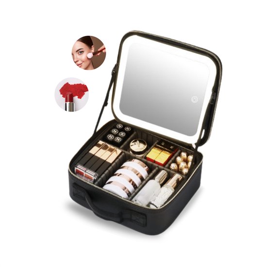 Luxe Beautycase Tas met Spiegel & LED Verlichting – Perfecte Make-up ...