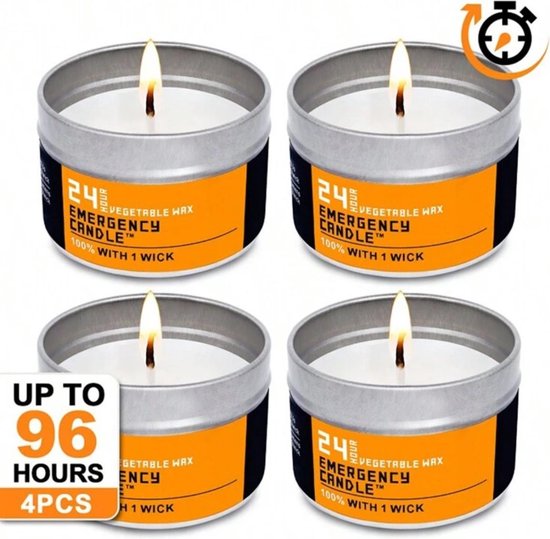 Noodpakket- Noodkaarsen Set van 4 (96 Uur Brandtijd) – Perfect Voor ...