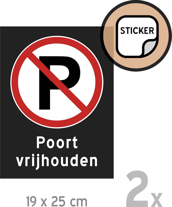 Pictogram/ stickers (2x) | "Poort vrijhouden" | 19 x 25 cm | Zwart ...