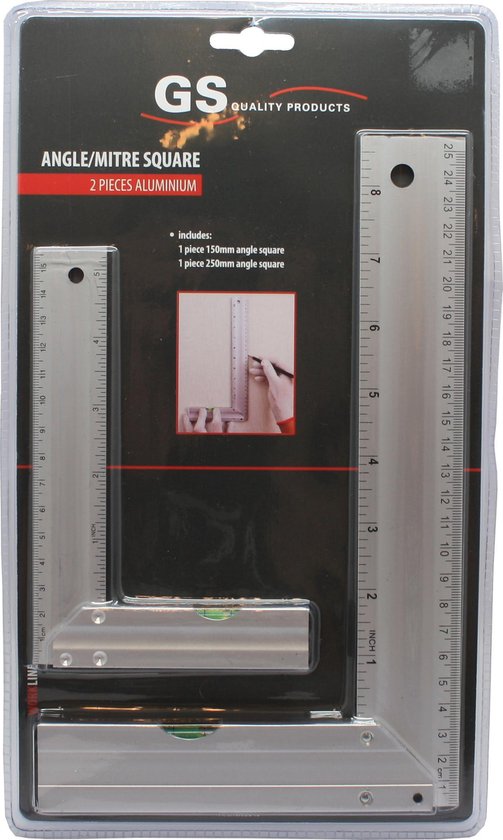 GS winkelhaak aluminium 150mm + 250mm - 2 stuks - Blokhaak - Zwaaihaak | bol.com