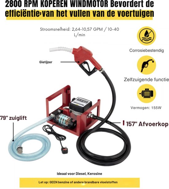 Dieselpomp - Brandstofpomp - Oliepomp - Zelf aanzuigend - Automatisch ...