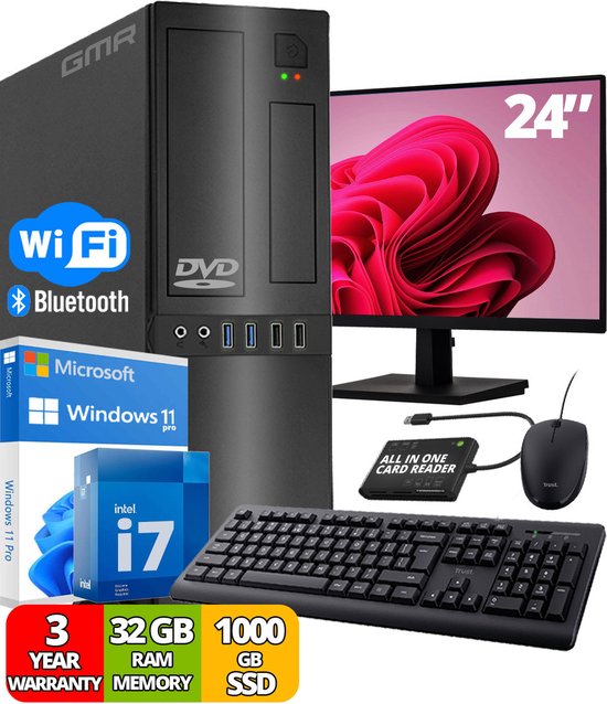 GMR Office Compleet-PC SET met 24" Monitor, toetsenbord en muis | Intel ...