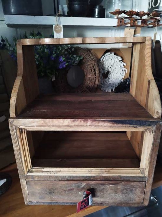 Vol houten rek met lade | bol