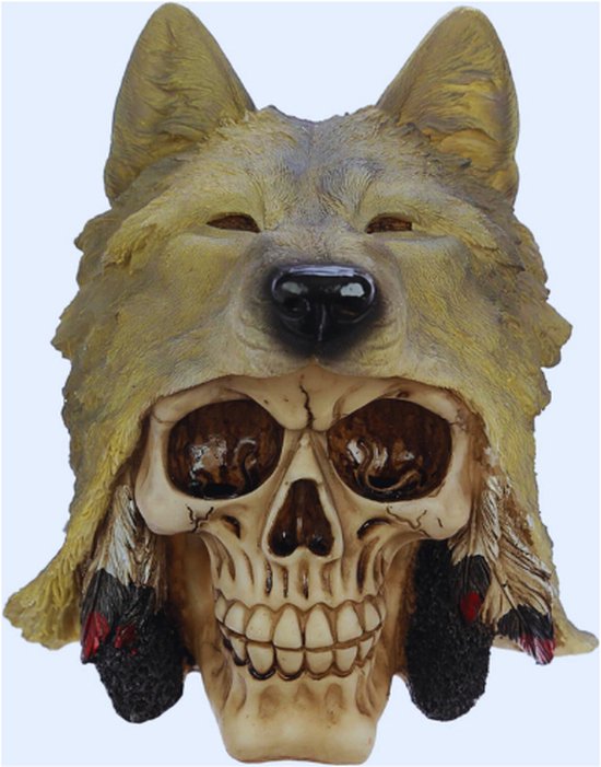 Schedel Met Wolf Hoofd Decoratie - Unieke Home Woonkamer Decoratie - Perfecte... | bol