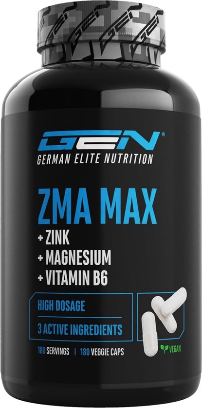 ZMA MAX - 180 Capsules - Zink + Magnesium + Vitamine B6 - Premium: Met ...