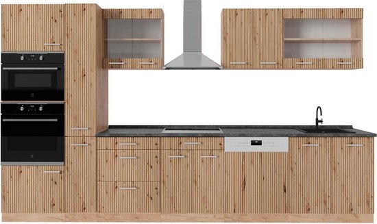 Vicco R-Line Complete keukeneenheid – 350 cm met hoge kast, WB ...