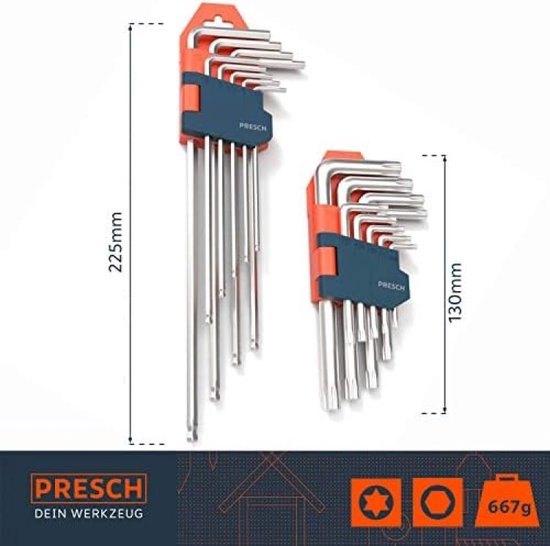 Inbussleutelset 18 stuks HX & TX - Professionele inbussleutelset ...