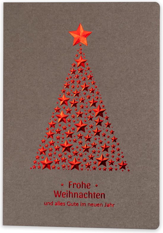 Exclusieve kerstkaarten - kerstmotief - set van 10 - rood - sierpapier ...