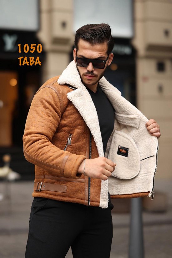 Winterjas | Stijlvolle leren | Winterjas heren met fleece voering |M | bol
