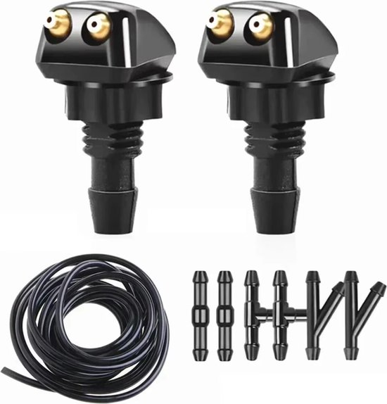 Ruitenwisser Sproei Set - Dubbele Gaten - Zwart | bol