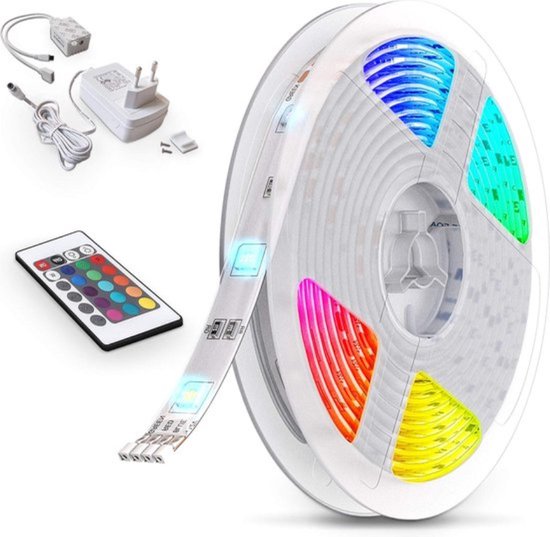 Led strip 5 meter RGB met afstandsbediening zelfklevend strips - B.K ...