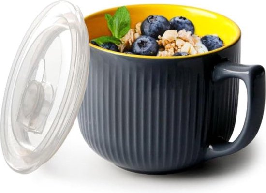 Soepkommen met handgrepen, 900 ml, soepkom met deksel, soepbeker met ...