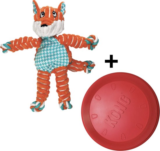 Kong Flyer Frisbee Rood En Kong Floppy Knots Vos | bol