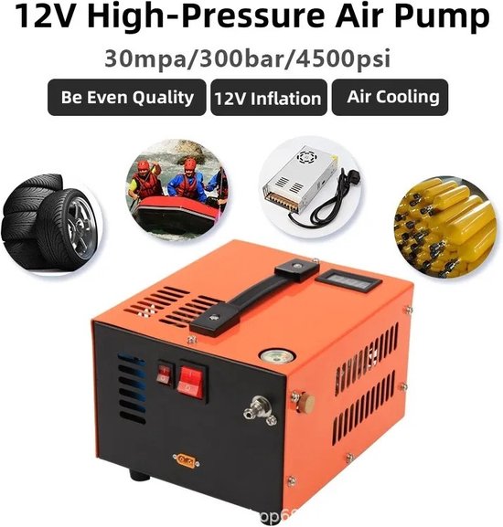 Jermore® - Auto Compressor Pomp - 12V 4500 Psi (300 Bar) Hogedruk - Inclusief 220V... | bol