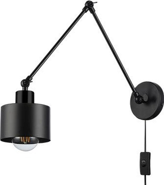 Moderne Wandlamp | Verstelbaar met arm | LED 1 x E27 | Zwart | bol
