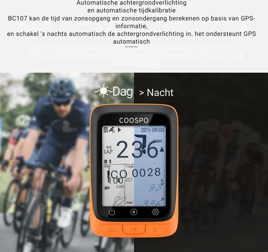 BC107 Oranje Fietscomputer GPS Draadloze Draadloze Fietssnelheidsmeter ...