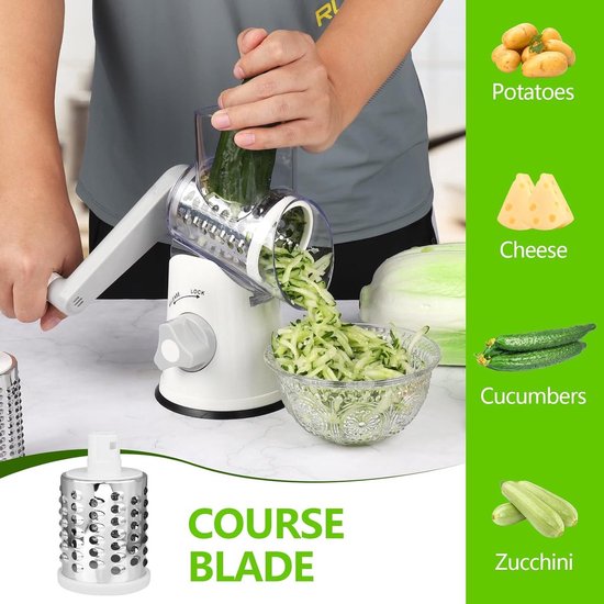 Kaasrasp met zwengel, rasp voor groenten met 3 roestvrij stalen ...