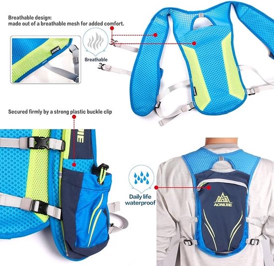 Drinkrugzak, drinkvest, outdoorsport, trail, marathoner, hardlopen ...