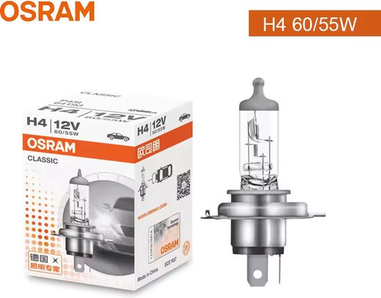 Lampe Halogène Osram Classic H4 - 12V - 50W - 3200K | bol