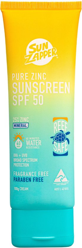 Sun Zapper Pure Zinc Sunscreen Cream 100g SPF 50 | bol