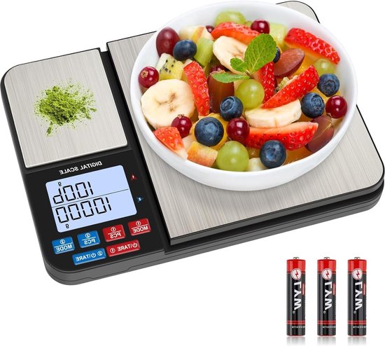Digitale Keukenweegschaal 10kg/1g & 500g/0.01g - 2 Platforms - Tarra PCS Auto-Off -... | bol