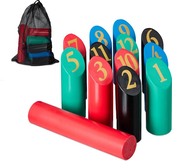 Relaxdays viking kubb spel - met nummers - hout - met zak | bol