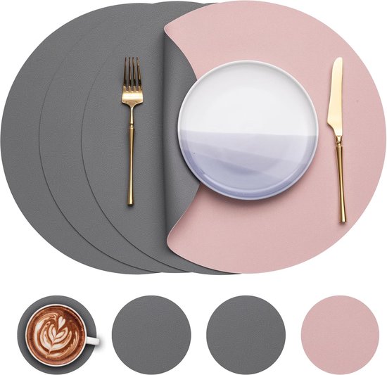 Ronde Tafel Placemat Set - Faux Leder - Geschikt voor een stijlvol ...