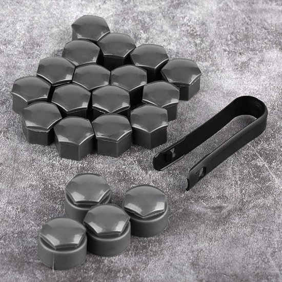 Pack of 20 Universal 17mm Wheel Bolt Caps with Removal Tool - Grey ...
