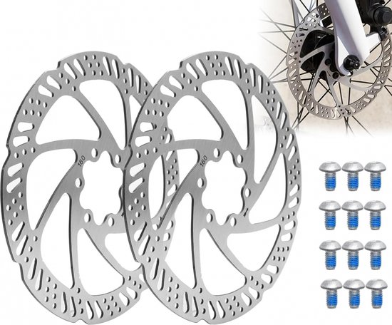 Remschijf - 160mm - met 6-bouts - Rvs - Fiets remschijven - voor de ...