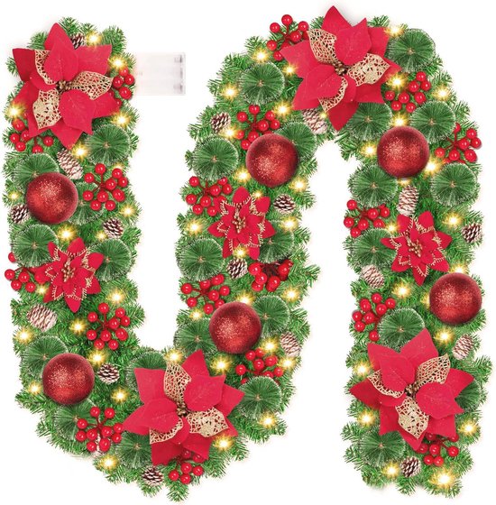 Kerstslinger met LED-Verlichting voor Decoratie - 2,7 M Kunstmatige ...