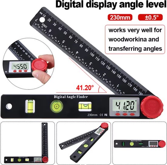 4 in 1 Zwaaihaak Digitaal Met Waterpas - Digitale Hoekmeter - Angle ...