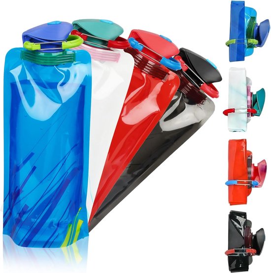 Innovatieve Set van 4 Opvouwbare Waterflessen voor Outdoor Avonturen | bol