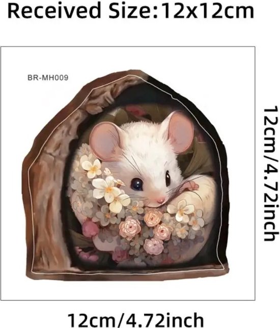 Muursticker - Plintsticker - Kinderkamer - Bloemen - Schattige Muis ...