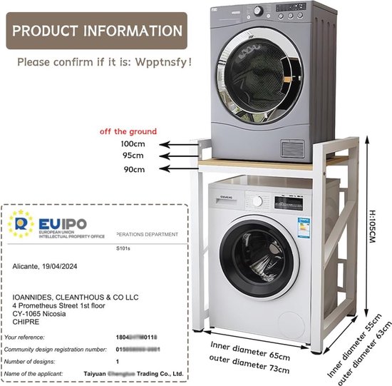Stapelset wasmachine en droger met opbergrek – Verstelbare ...