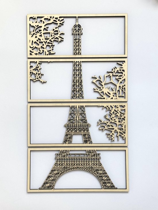 Eiffeltoren Wanddecoratie – 50x28 cm – Moderne Stijlvolle Wanddecor ...