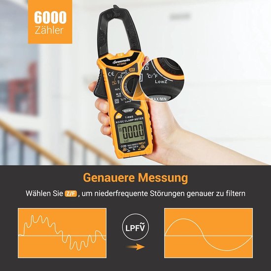 6000 counts stroomtang - 600 A AC/DC ampèretang - True RMS - CAT III ...
