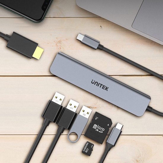 Unitek Hub USB-C aluminium 7w1 | bol