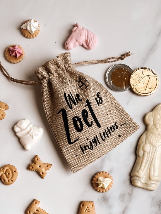 Sinterklaaszakje - Sinterklaas - Wie zoet is krijgt lekkers - Jute ...