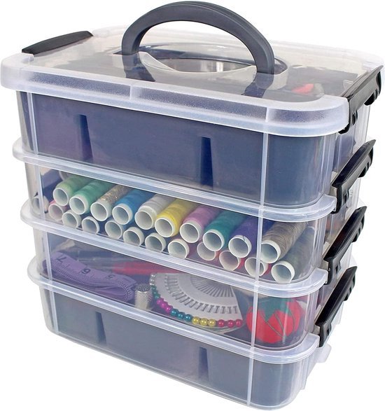 Stacking Boxes Storage Box with Lid, 2 Compartments - Blue - Storage ...