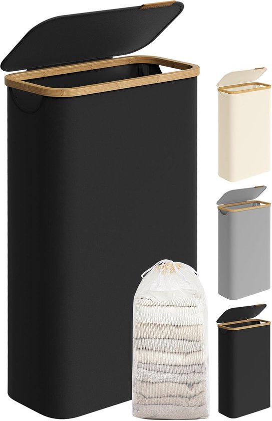 Wasmand met deksel, slanke wasmand, 65 Liter, ruimtebesparend, verwijderbare... | bol