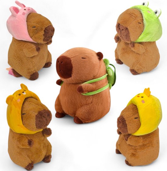 Klikkopers® - 5 Capybara Knuffels - 30 CM - Capibara Knuffel - Kawaii ...