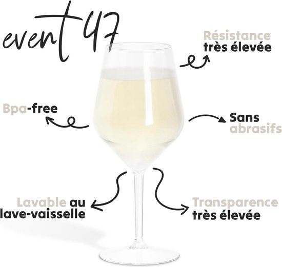 Set van 6 witte en rode wijnglazen EVENT 47 van herbruikbare kunststof ...