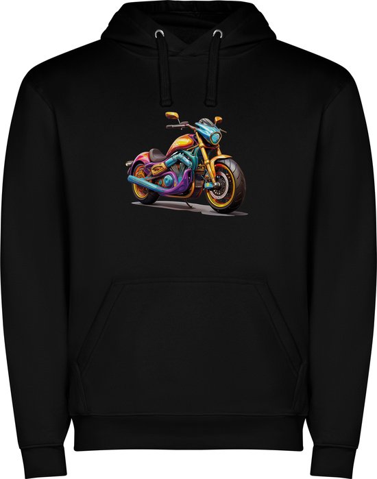Zwarte unisex hoodie met “ Kleurrijke Motor - Stoer - Opvallende ...