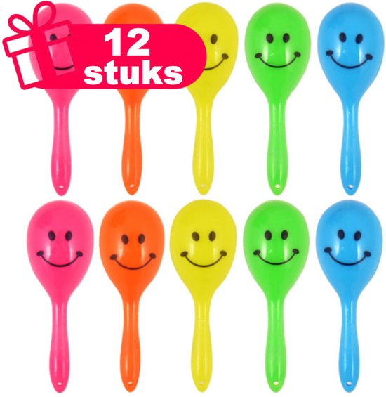 Henbrandt - 12 Stuks Mini Samba Ballen (Maracas) met Vrolijke Smiley ...