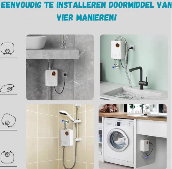 Doorstroomverwarmer - Doorstroomboiler – Doorstroom Boiler voor Douche - Elektrisch -... | bol