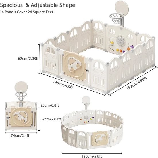 Babybox - Grondbox - Inklapbare Speelbox - Baby Peuter Box - Educatieve ...