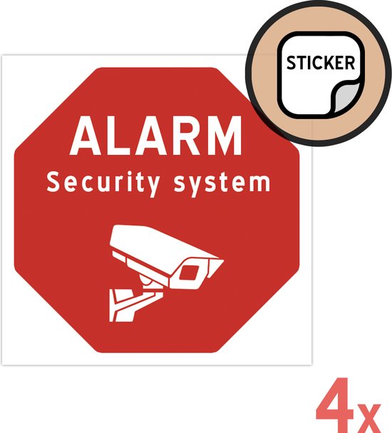 Pictogram/ alarmstickers (4x) | "Alarm - Security system" | 5 x 5 cm ...